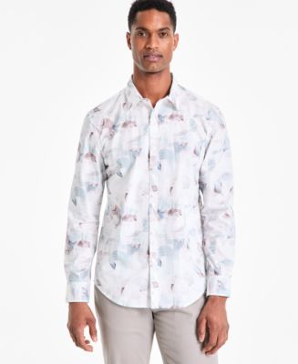Alfani Men's Regular-Fit Abstract Light Wave-Print Button-Down Shirt ...