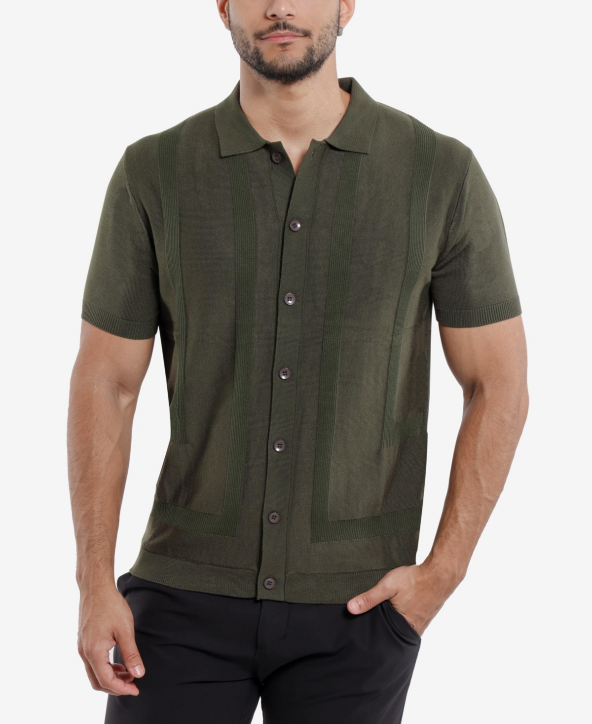 Click here for Spring + Mercer Mens Classic Ribbed Texture Polo S... prices