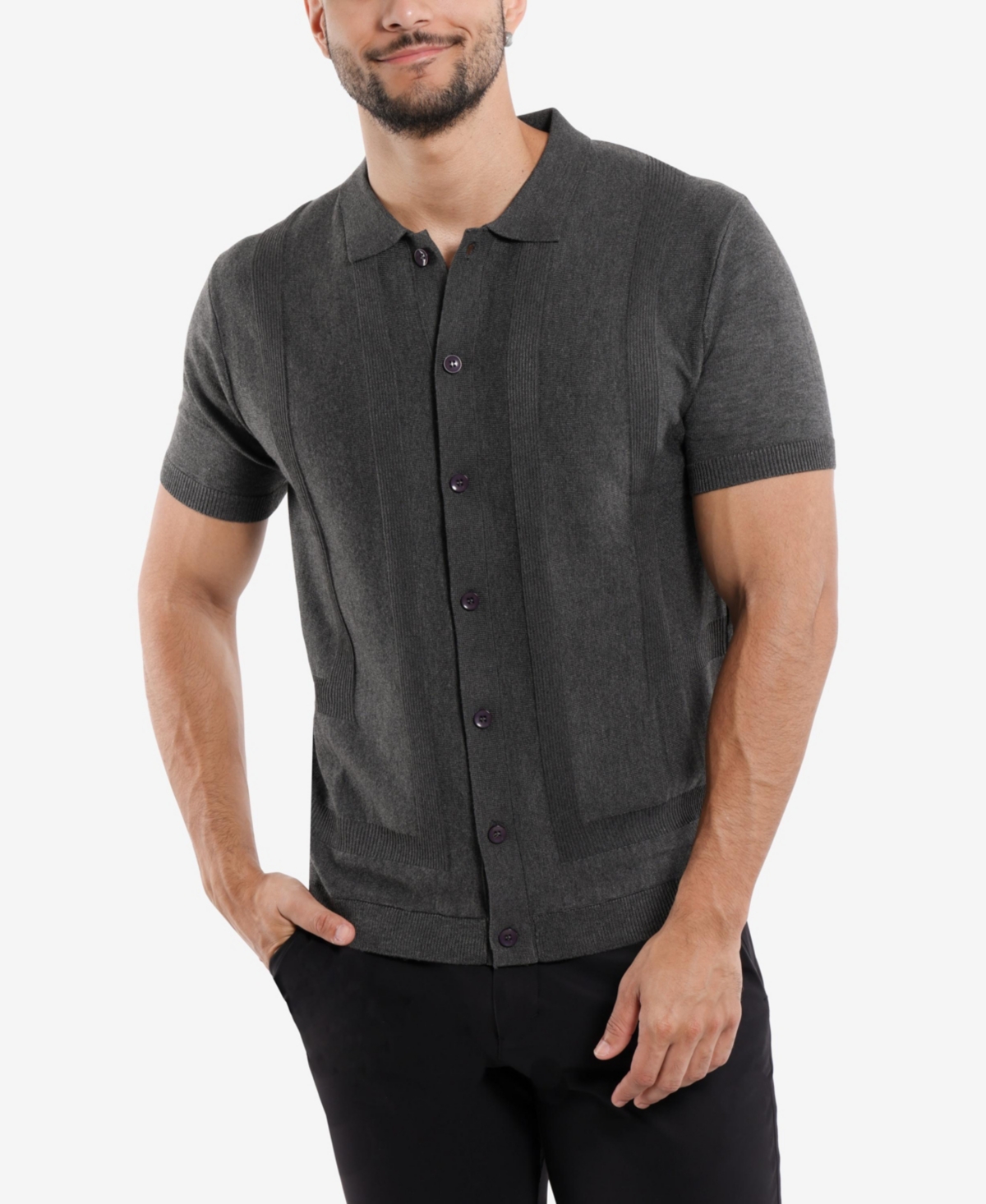 Click here for Spring + Mercer Mens Classic Ribbed Texture Polo S... prices