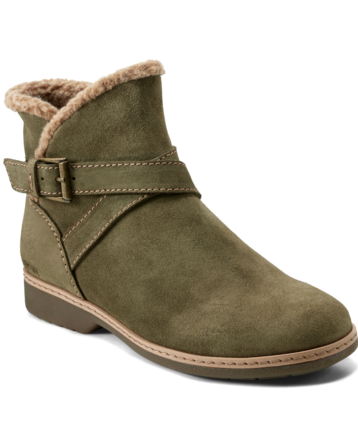 Click here for Earth Womens Hutton Buckle Strap Cozy Booties - Ol... prices