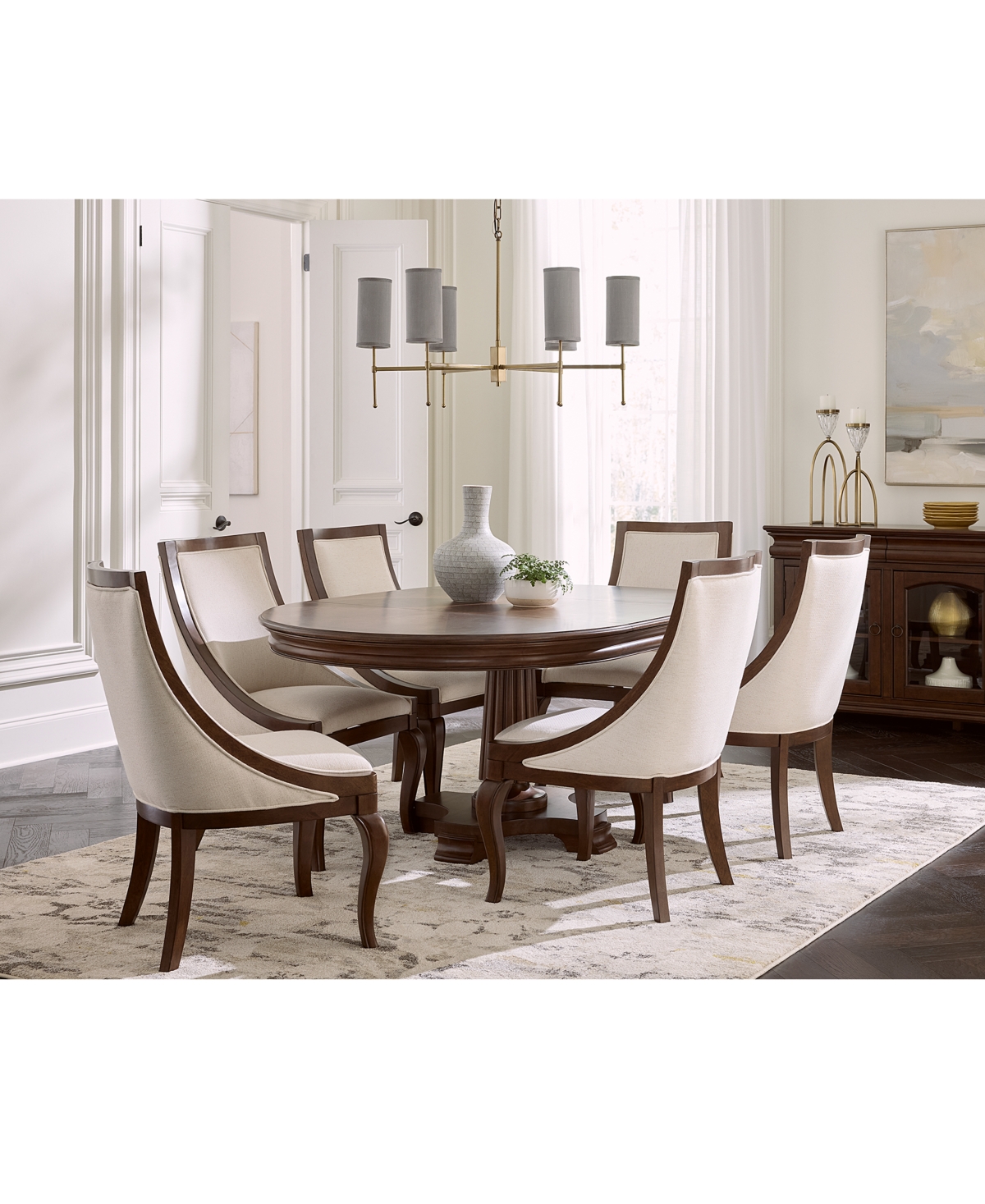 Click here for Nelman 7-Pc. Round Dining Set (Table & 6 Host Chai... prices