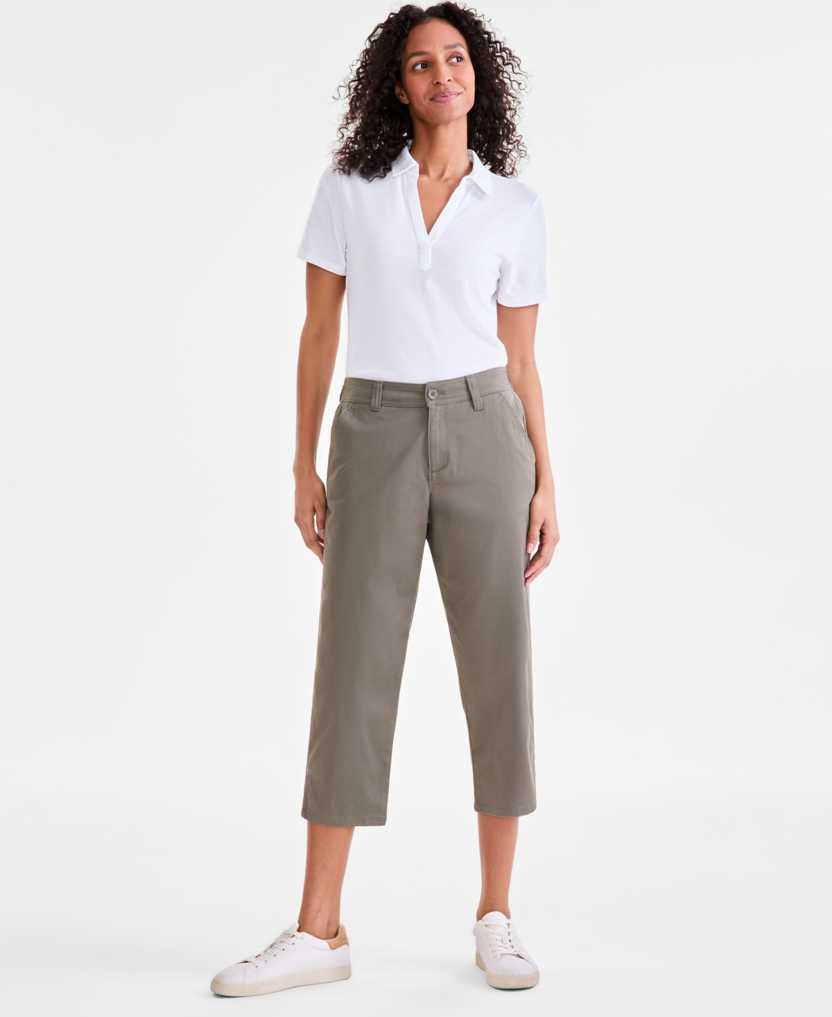 Style & Co Womens Mid-Rise Comfort Waist Capri Pants  Exclusively at Macys - Olive