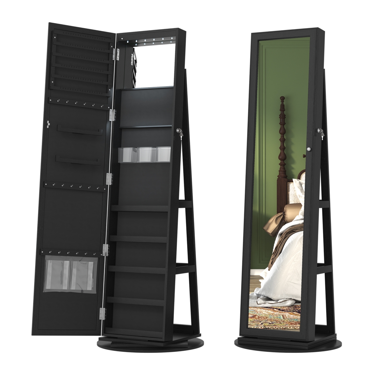 Click here for Vlsrka Rotatable full-length jewelry mirror cabine... prices