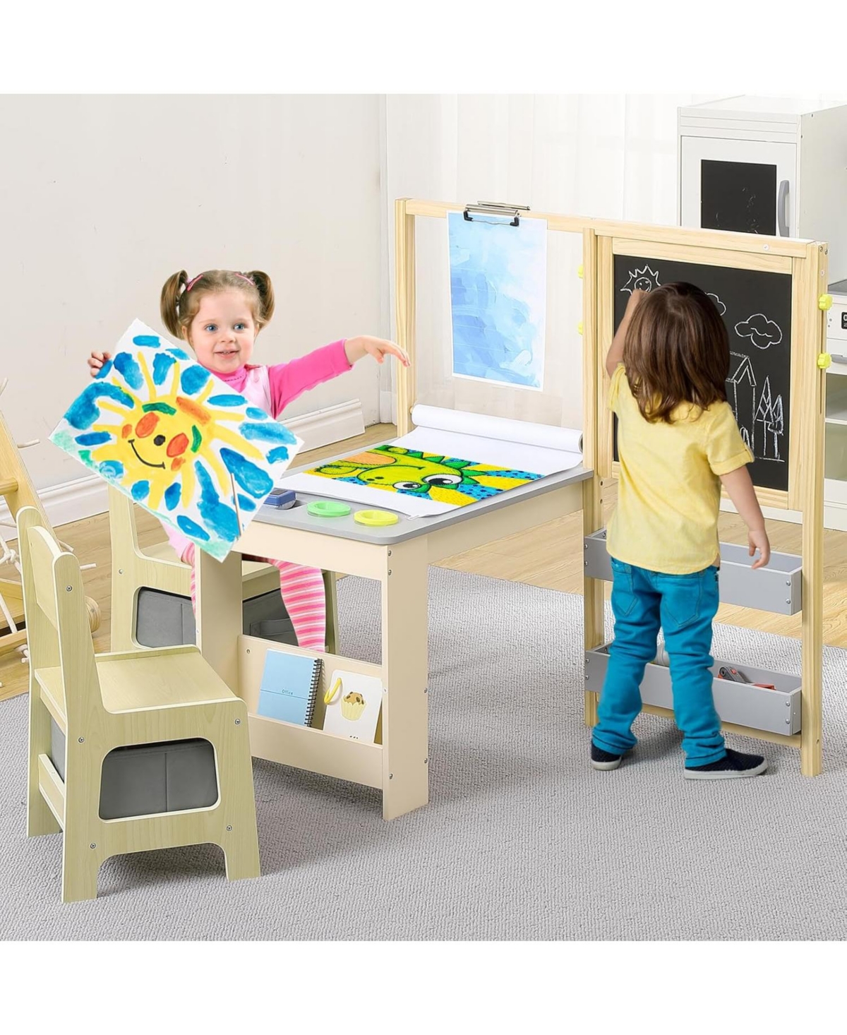 Click here for gaomon Kids Table and Chair Set  Wooden Activity T... prices