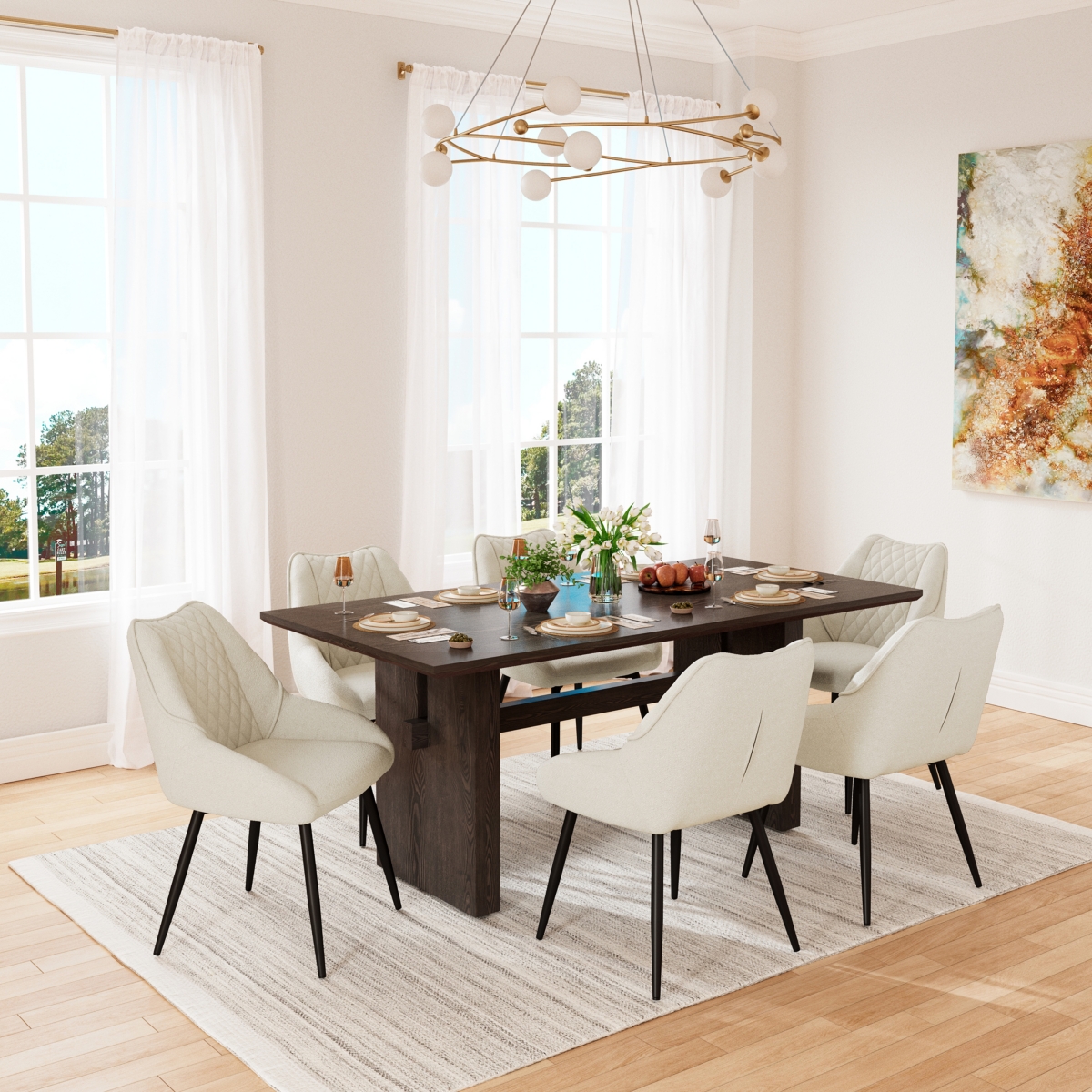 Click here for Wood Dining Table Fabric Diamond Soft Dining Chair... prices