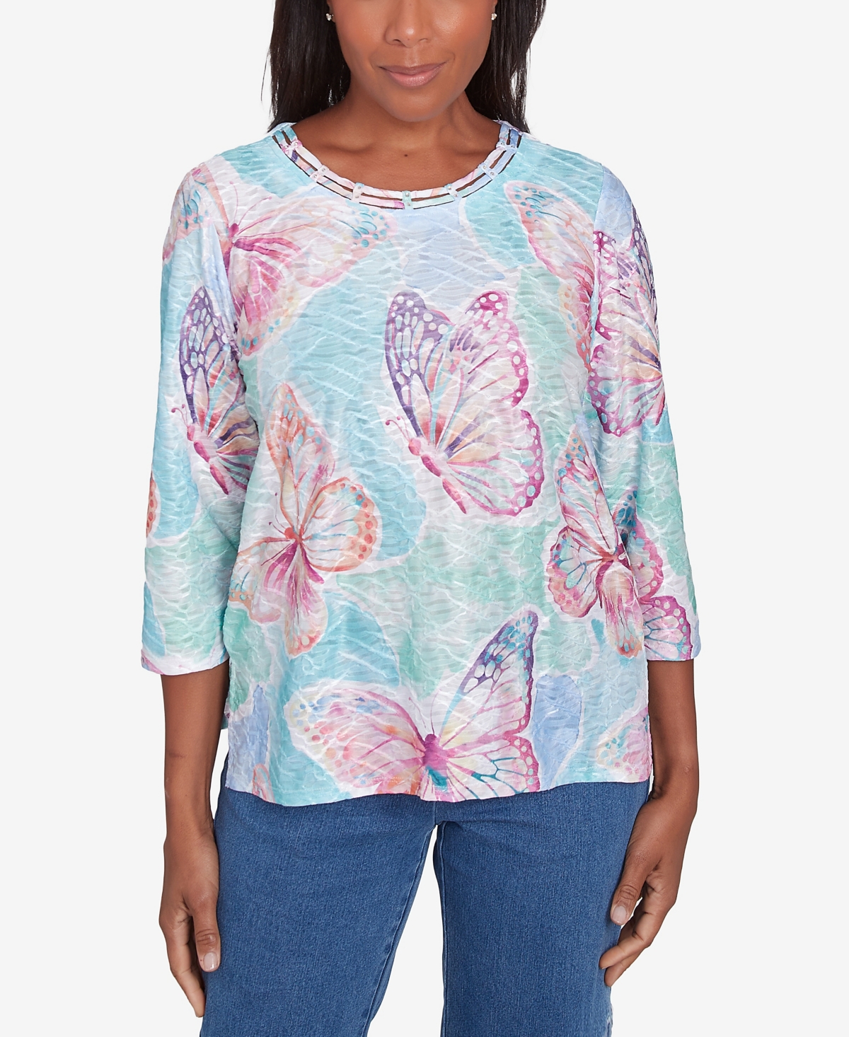Click here for Alfred Dunner Petite Classics Butterfly Crewneck T... prices