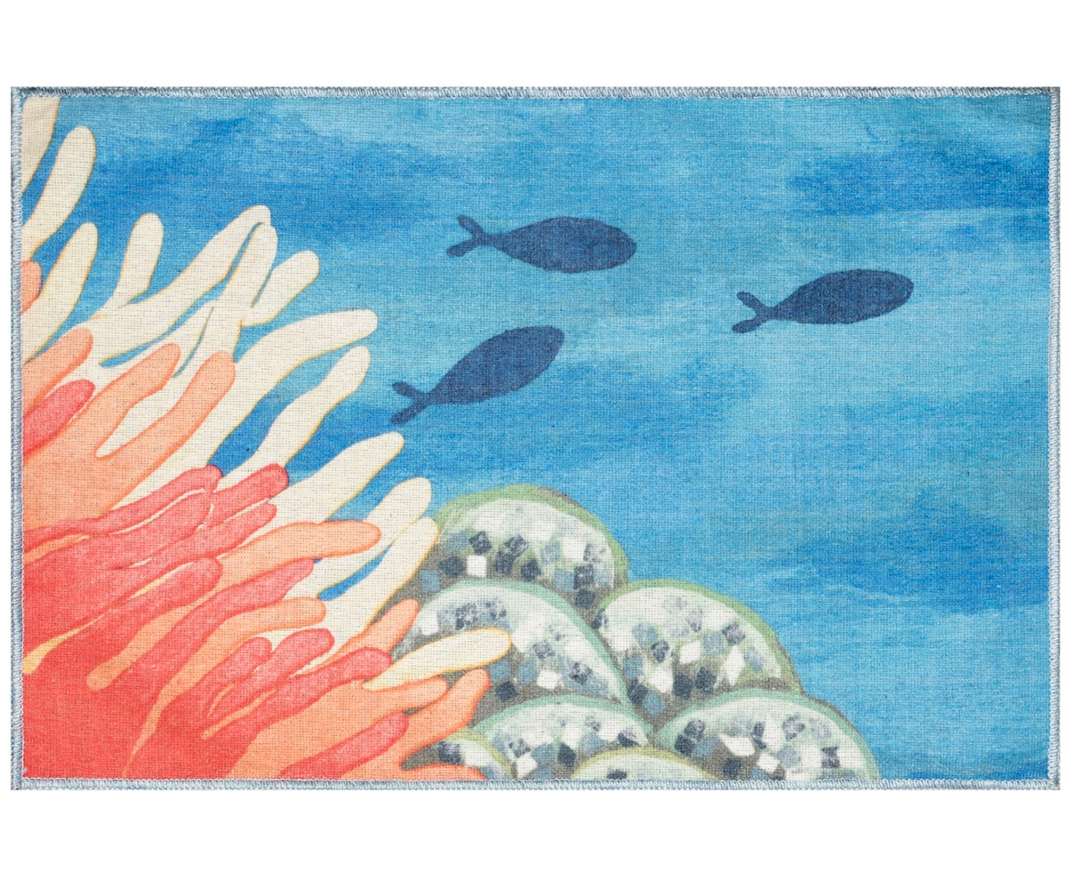 Liora Manne Impressions Reef Border 111x211 Area Rug - Ocean
