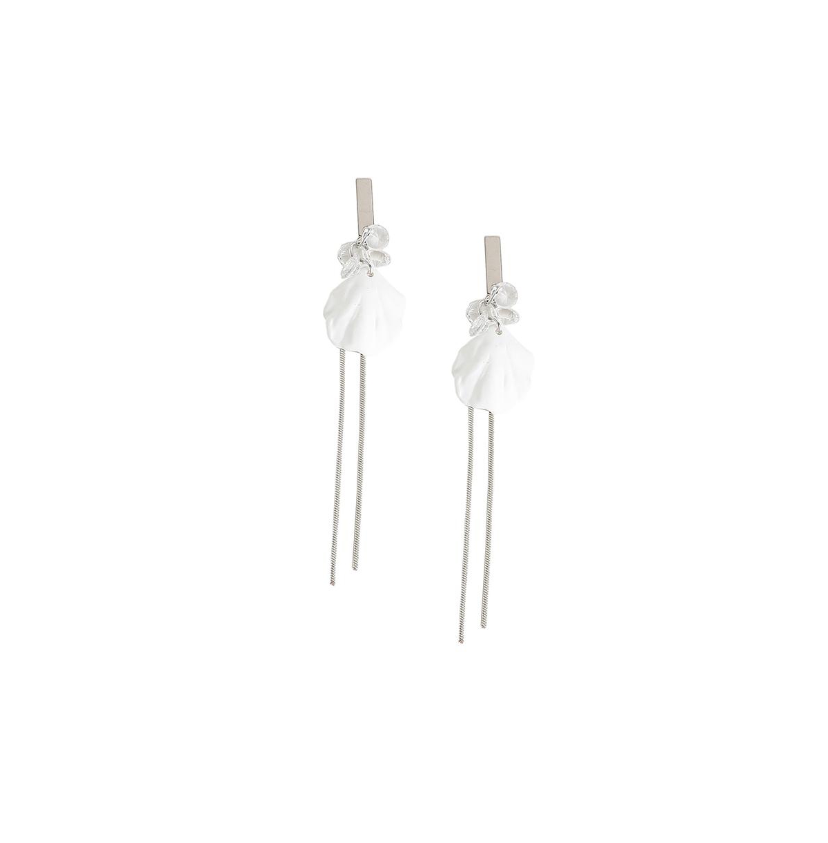 Click here for Petal Chain Drop Earrings - White prices