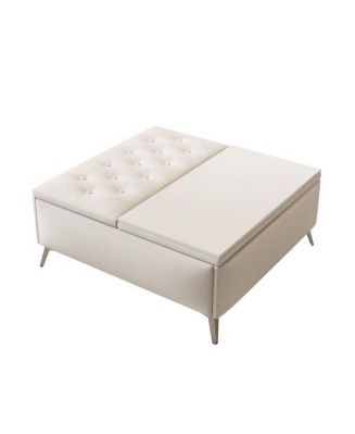 Slickblue Wide Square Storage Bench Coffee Table for Stylish and ...