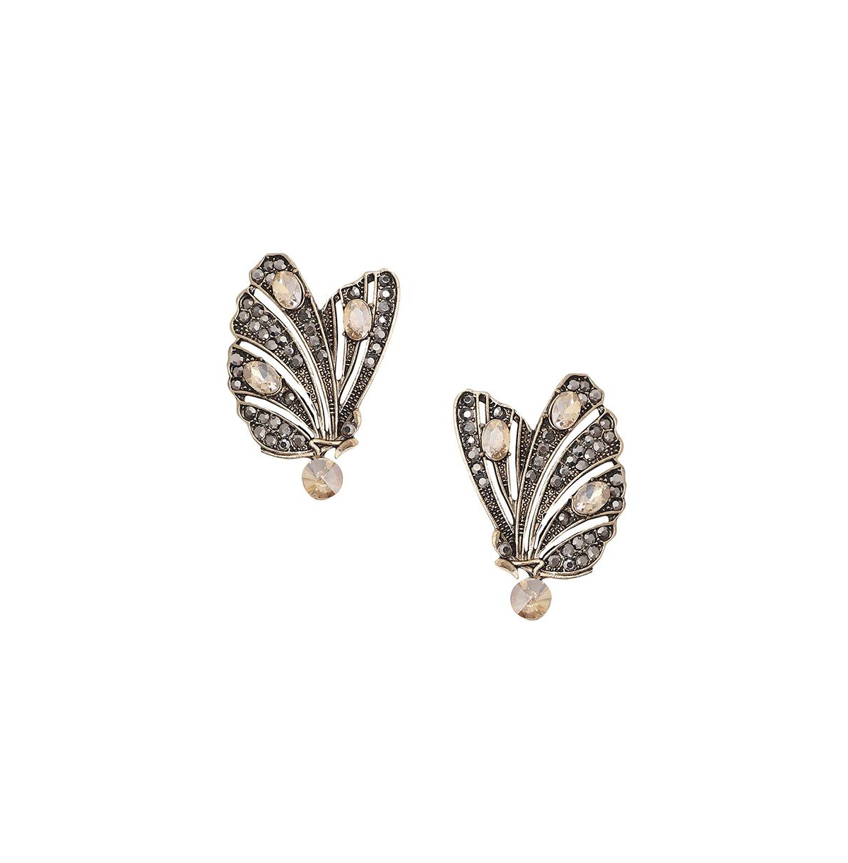 Click here for Stone Intricate Butterfly Stud Earrings - Silver prices
