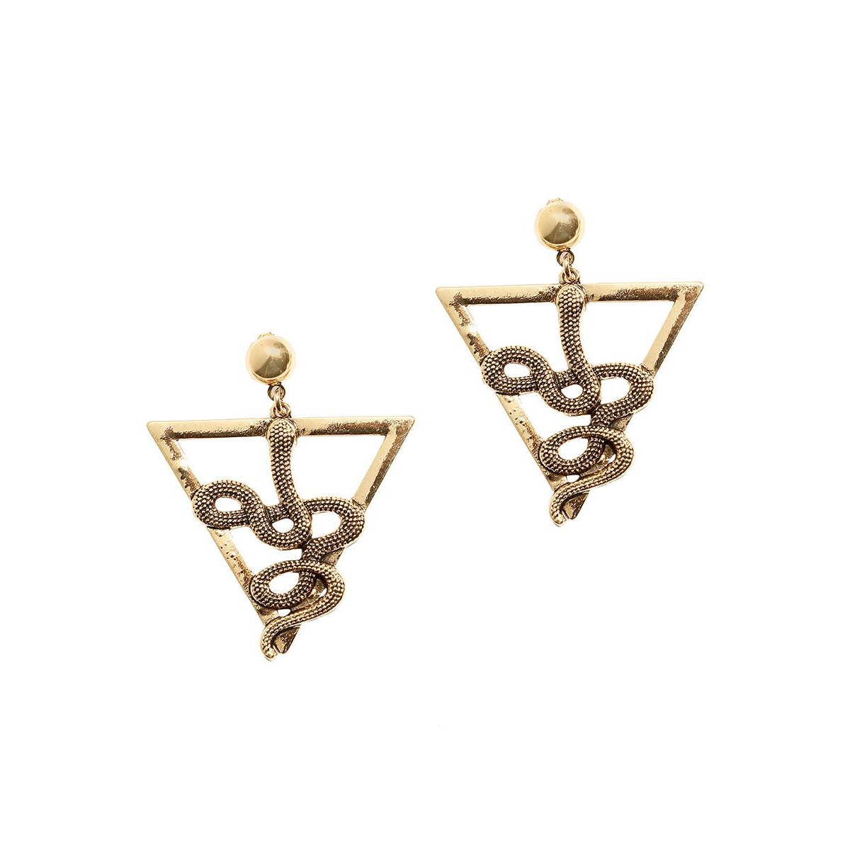 Click here for Geometric Snake Drop Earrings - Gold prices