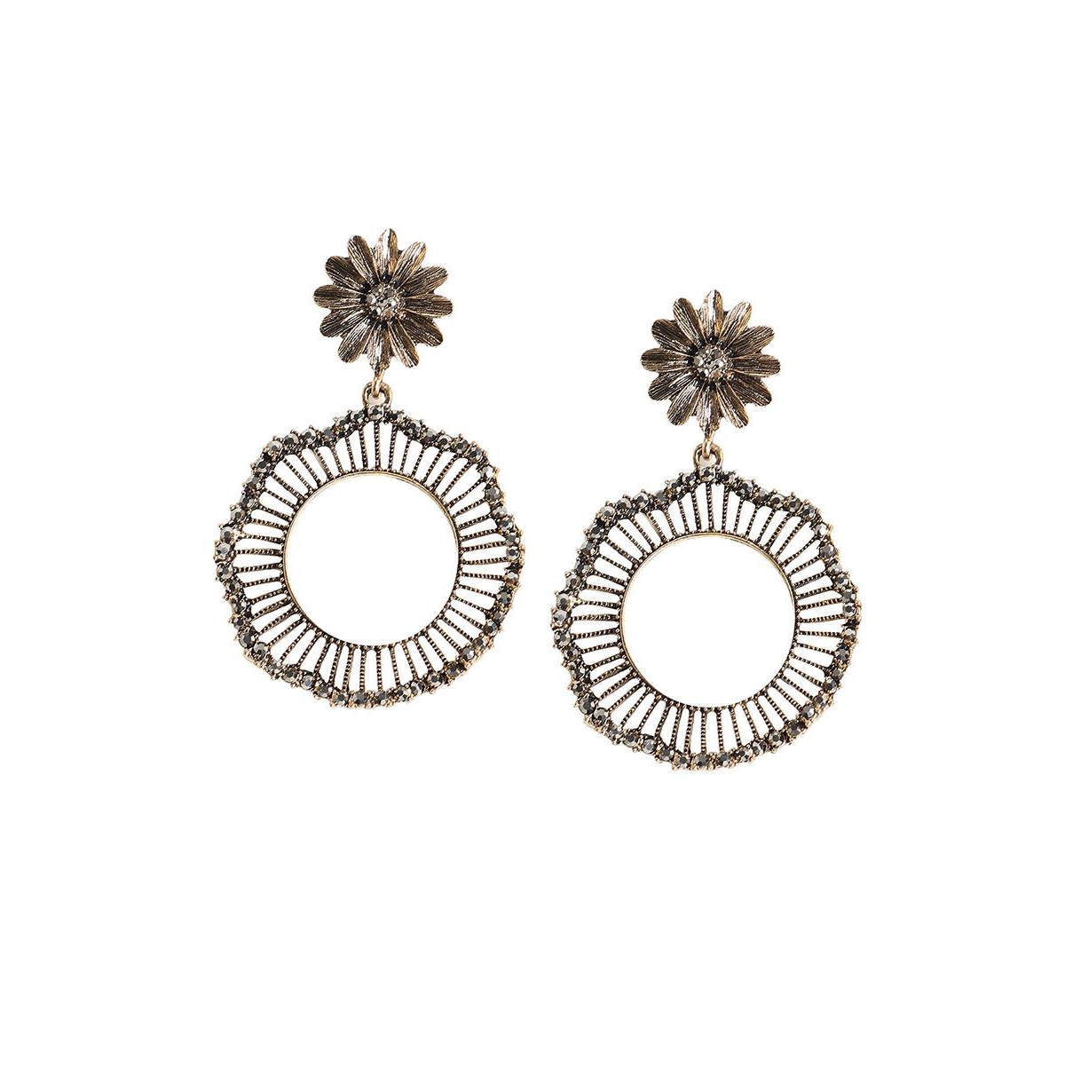 Click here for Daisy Circular Swirl Drop Earrings - Silver prices
