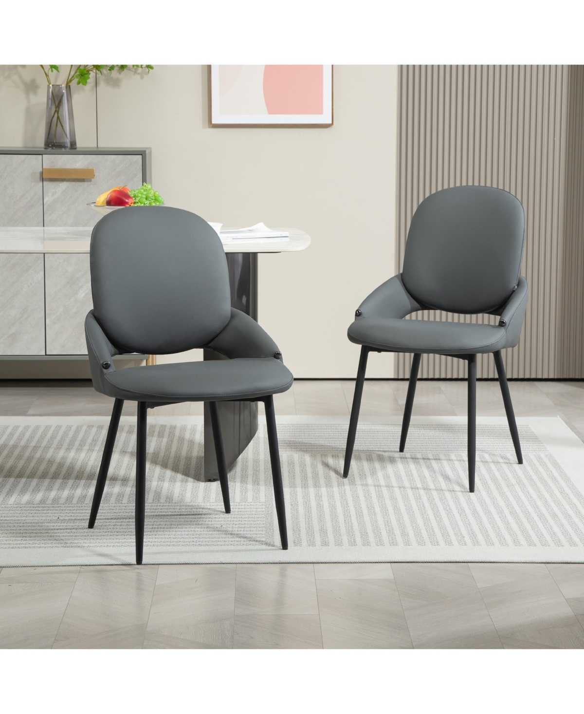 Click here for Dyhome Faux Leather Upholstered Dining Chairs Set... prices