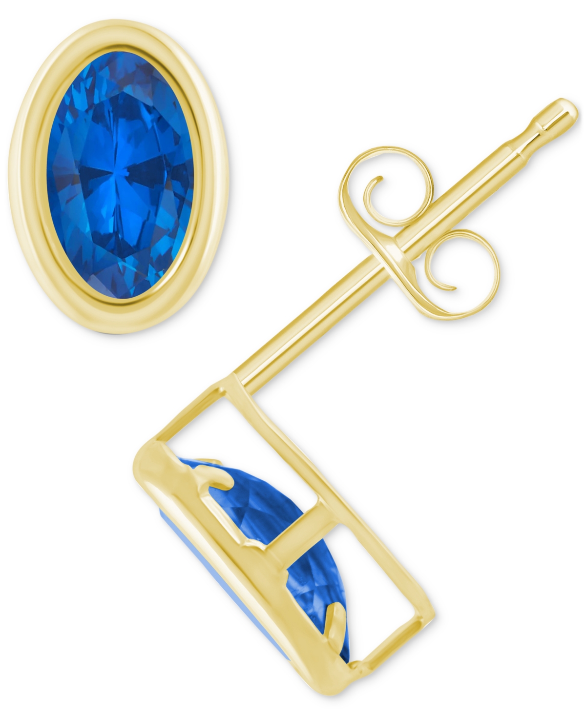 Click here for Macys Created Sapphire Oval Stud Earrings (1-1/2 c... prices