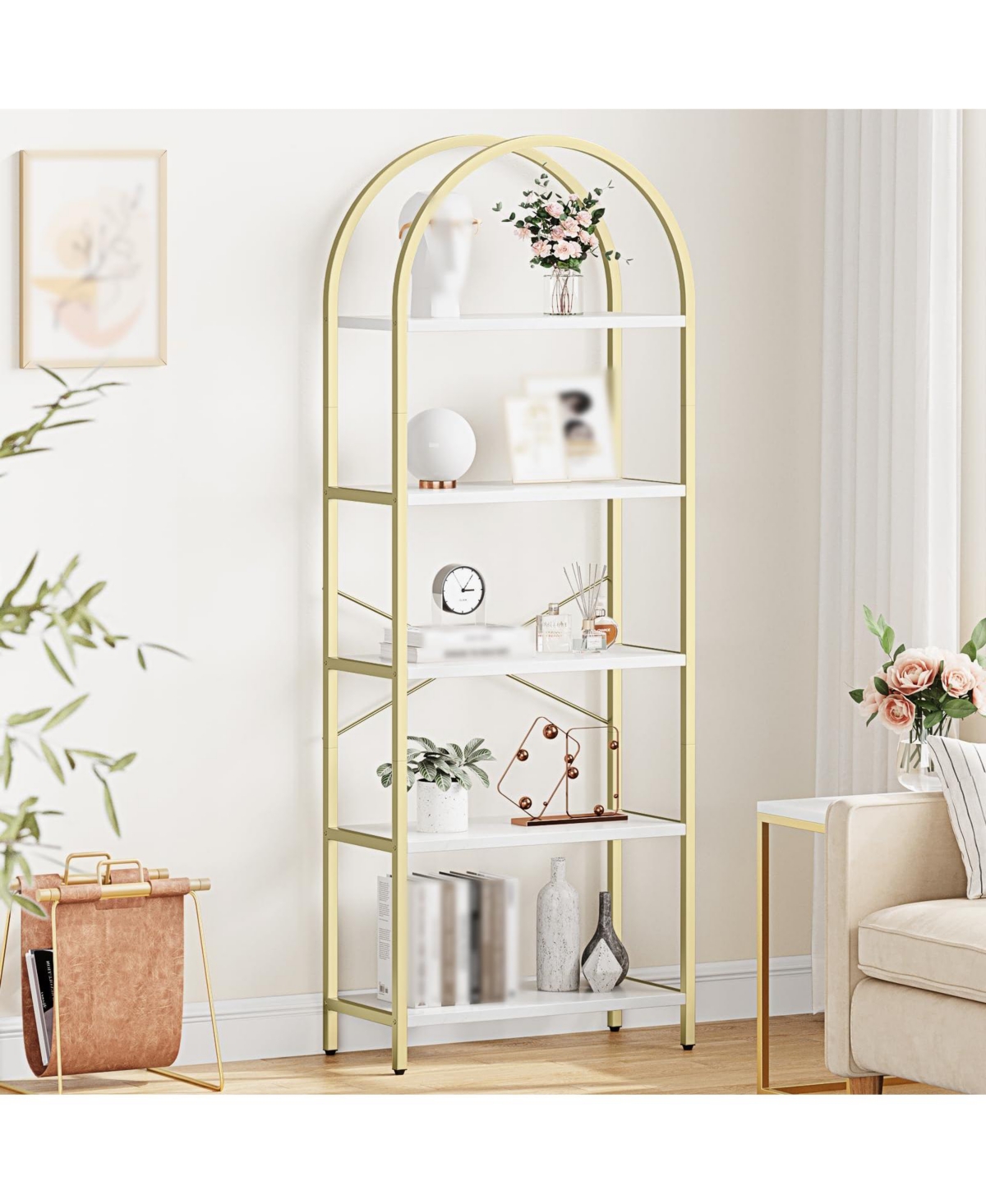 Click here for gaomon Arched Bookshelf  5-Tier Open Bookshelf  Mo... prices