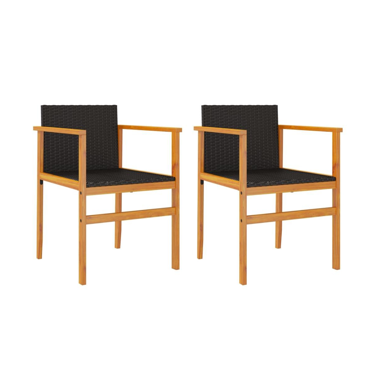 Click here for Patio Chairs 2 pcs Black Poly Rattan&Solid Wood -... prices