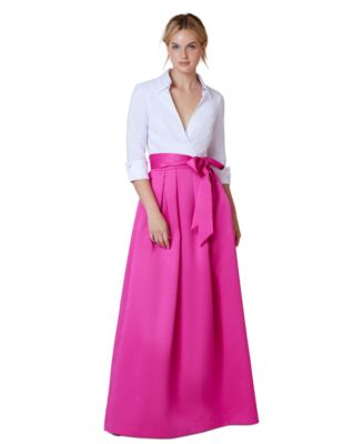 Jessica Howard Women's Colorblocked Collared Evening Gown - Macy's