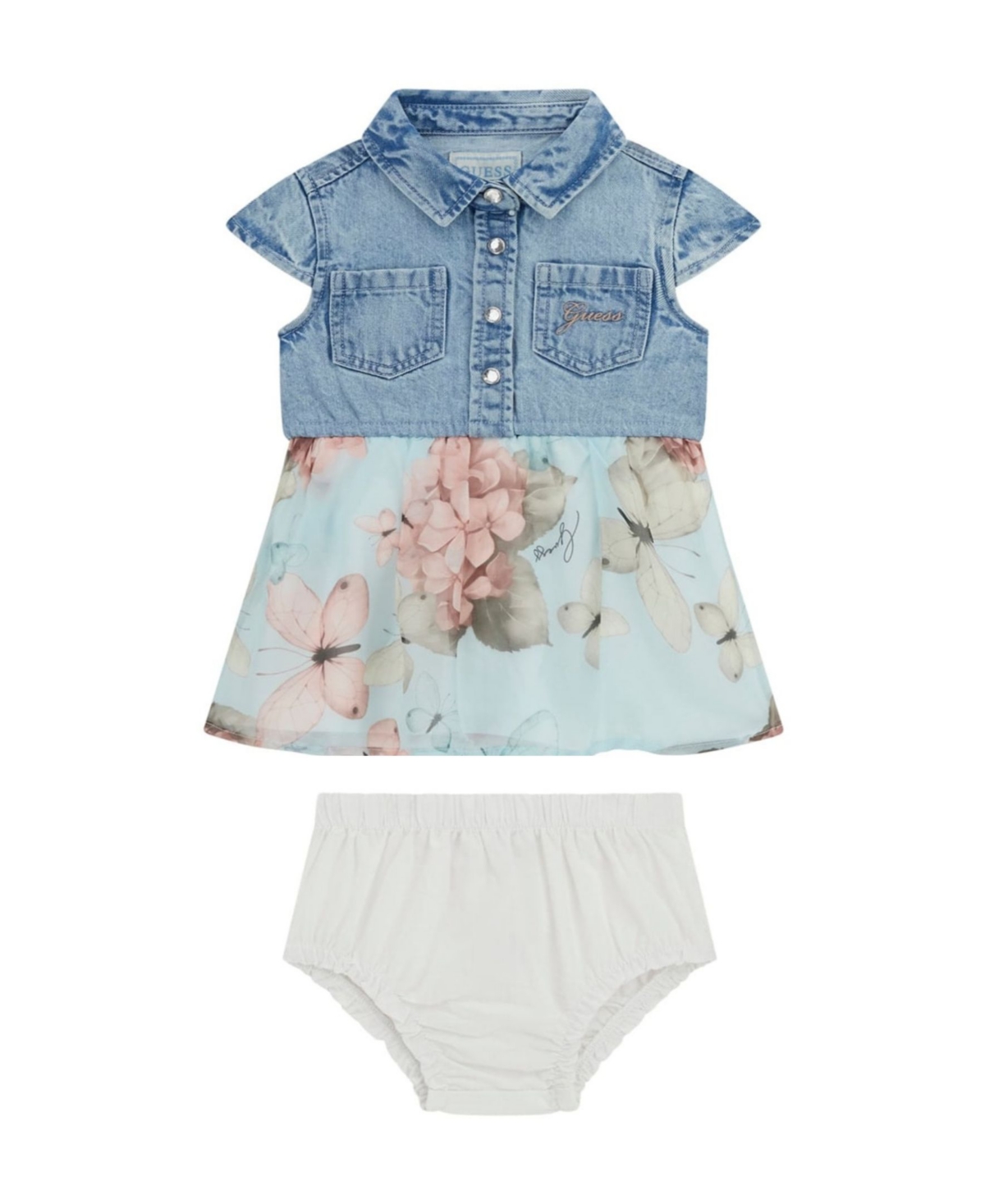 Click here for Guess Baby Girl Mixed Fabric Denim and Chiffon Dre... prices
