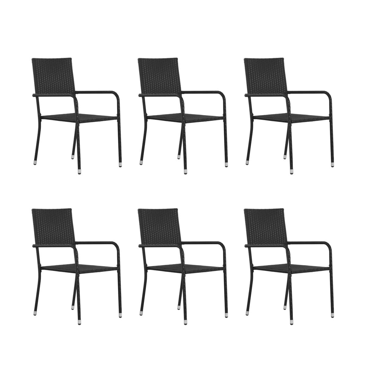 Click here for Patio Dining Chairs 6 pcs Stackable Black Poly Rat... prices