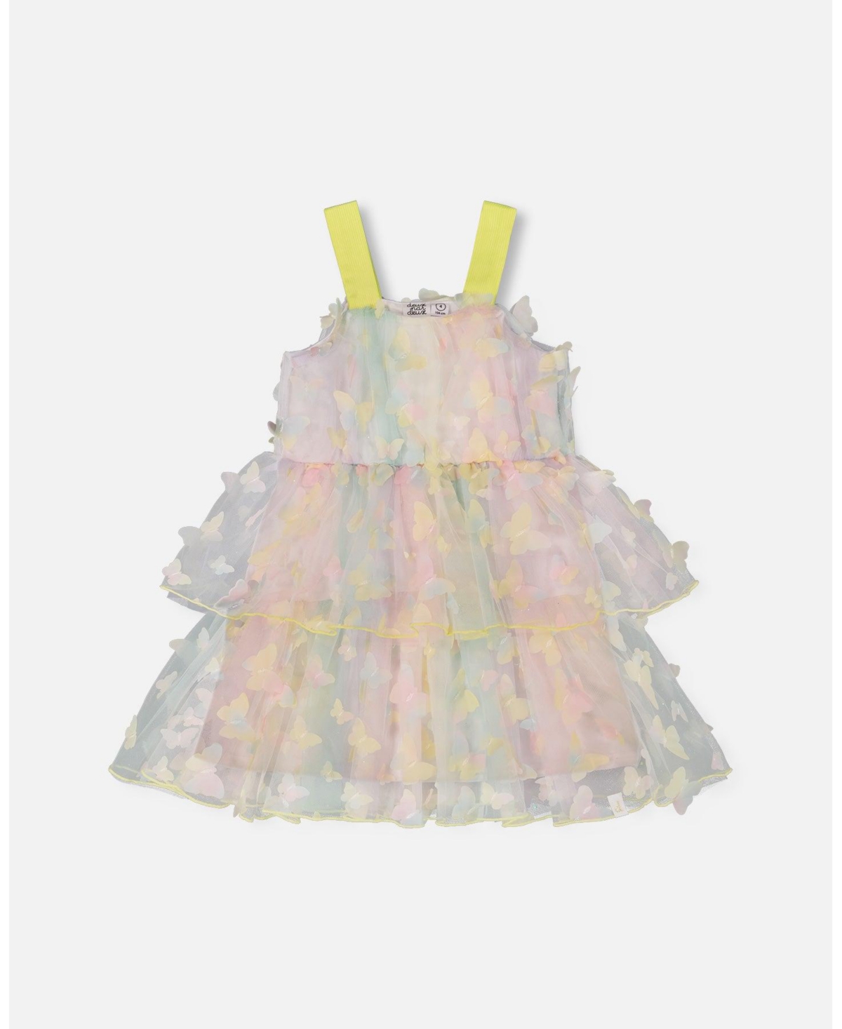Deux par Deux Girls Tiered Printed Mesh Dress - Big Kid