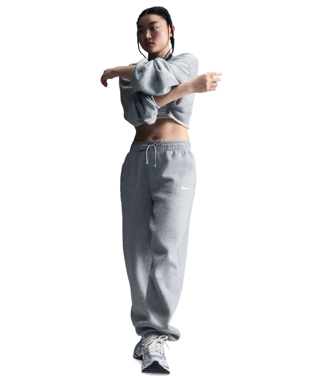 Nike Sportswear Womens Phoenix Fleece High-Rise Oversized Sweatpants - Dark Heather Gray