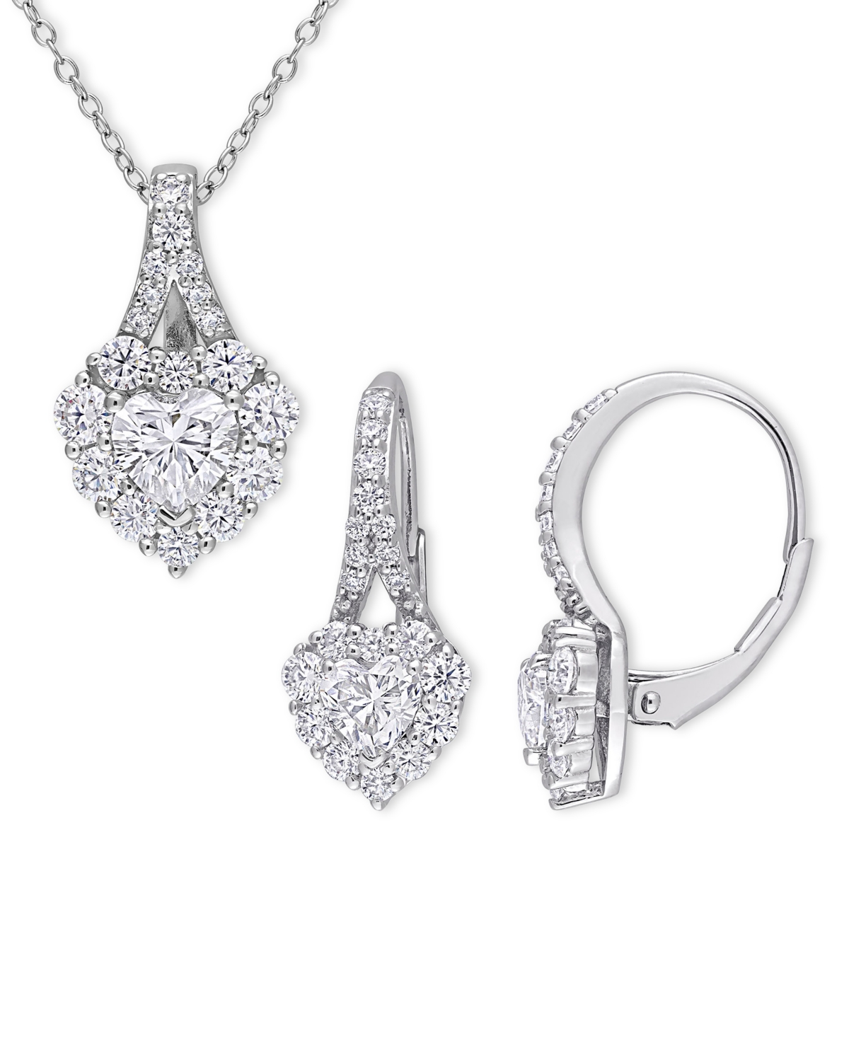 Click here for 2-Pc. Set Moissanite Heart Halo Pendant Necklace &... prices