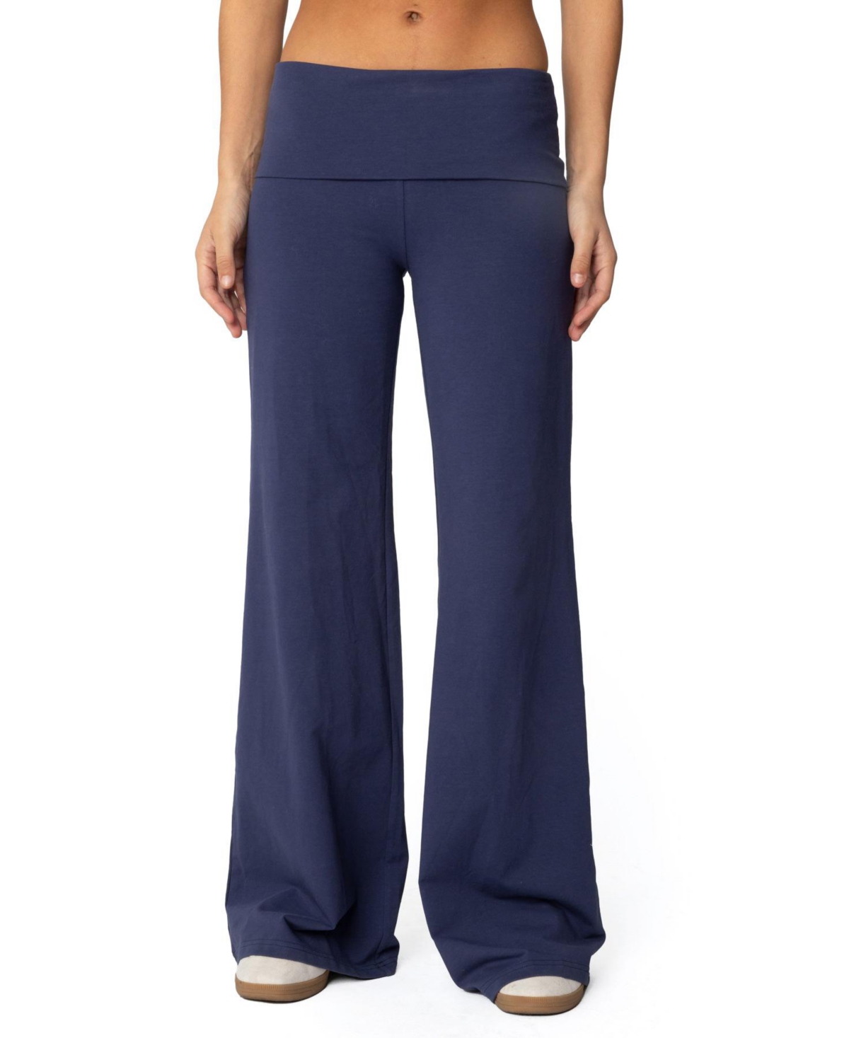 Click here for Edikted Womens Wide Leg Fold Over Pants - Navy prices