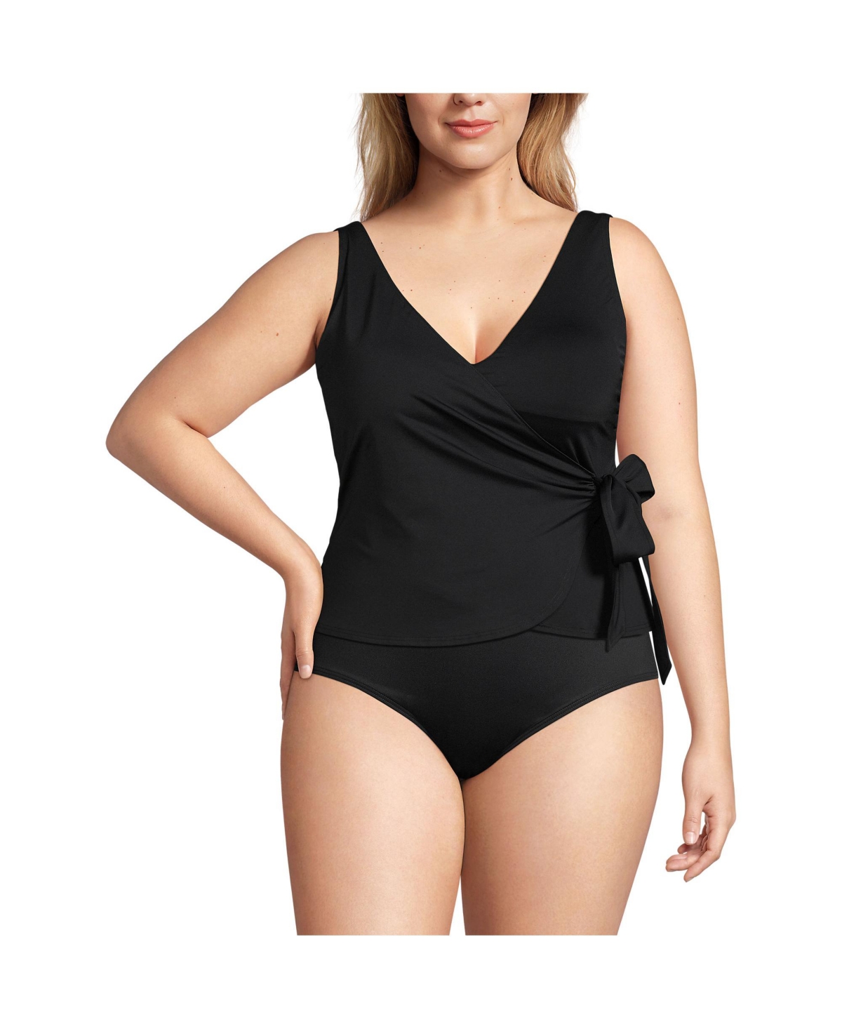Click here for Lands End Womens Ddd-Cup Side Tie Tankini Top - Bl... prices