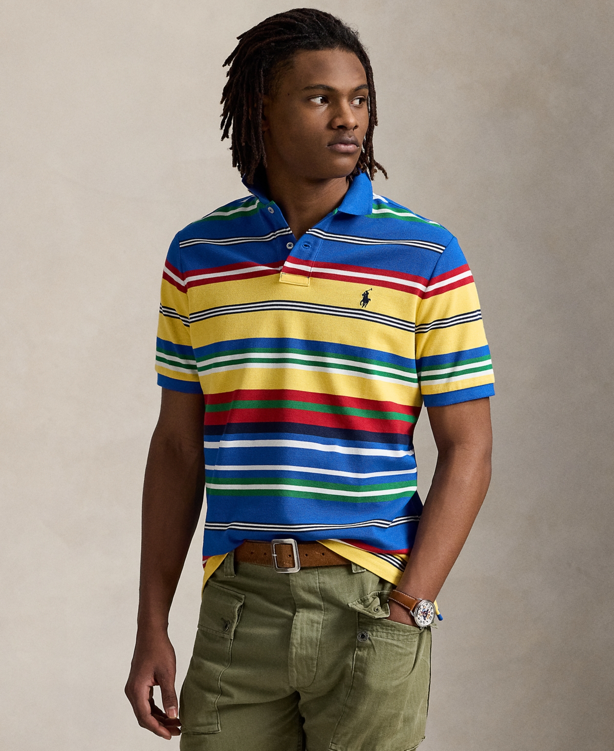 Click here for Polo Ralph Lauren Mens Classic-Fit Striped Mesh Po... prices