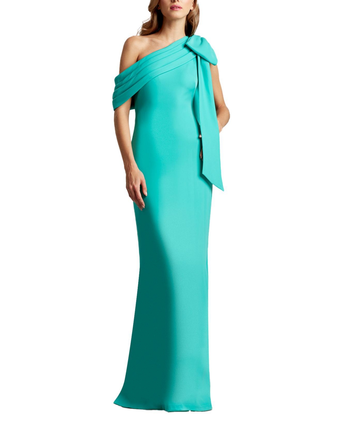 Click here for Tadashi Shoji Womens Cassia Bow-Shoulder Crepe Gow... prices