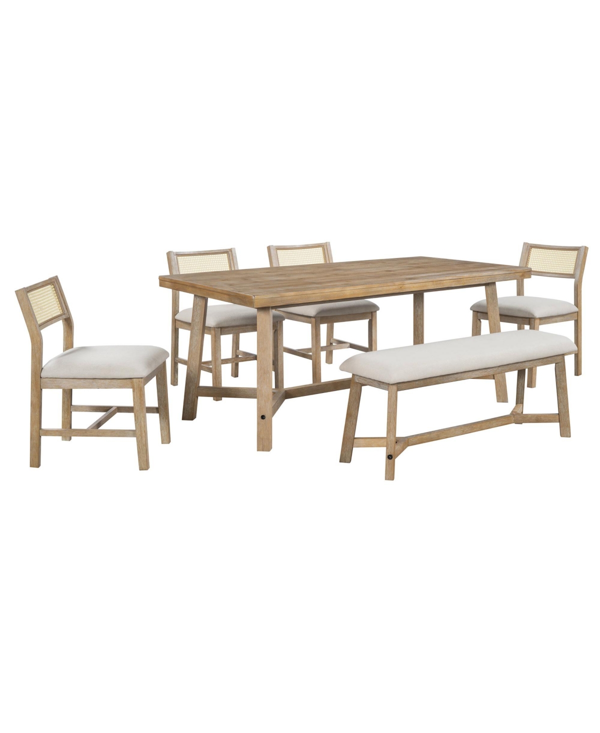 Click here for 6-piece Retro Farmhouse Style Dining Set  Rectangu... prices