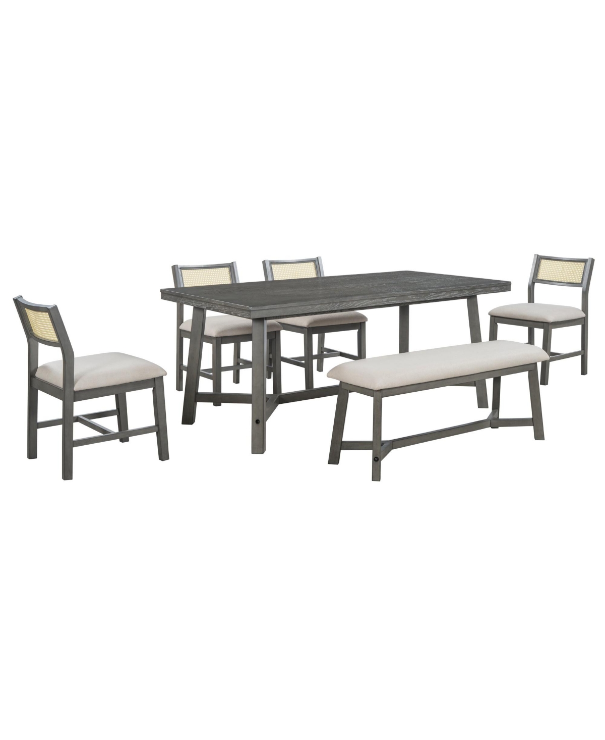 Click here for 6-piece Retro Farmhouse Style Dining Set  Rectangu... prices