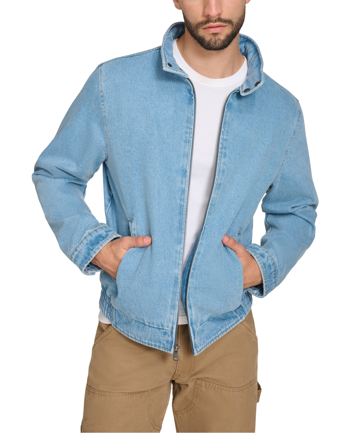 Click here for Levis Mens Stand-Collar Jacket - Light Wash Denim prices