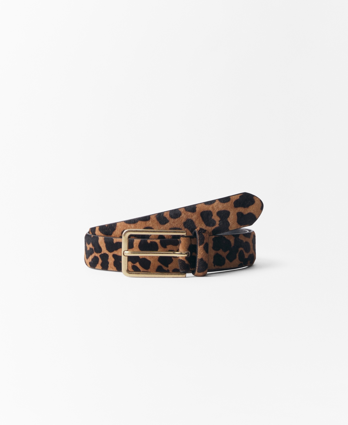 Click here for Mango Womens Leopard Leather Belt - Brown prices