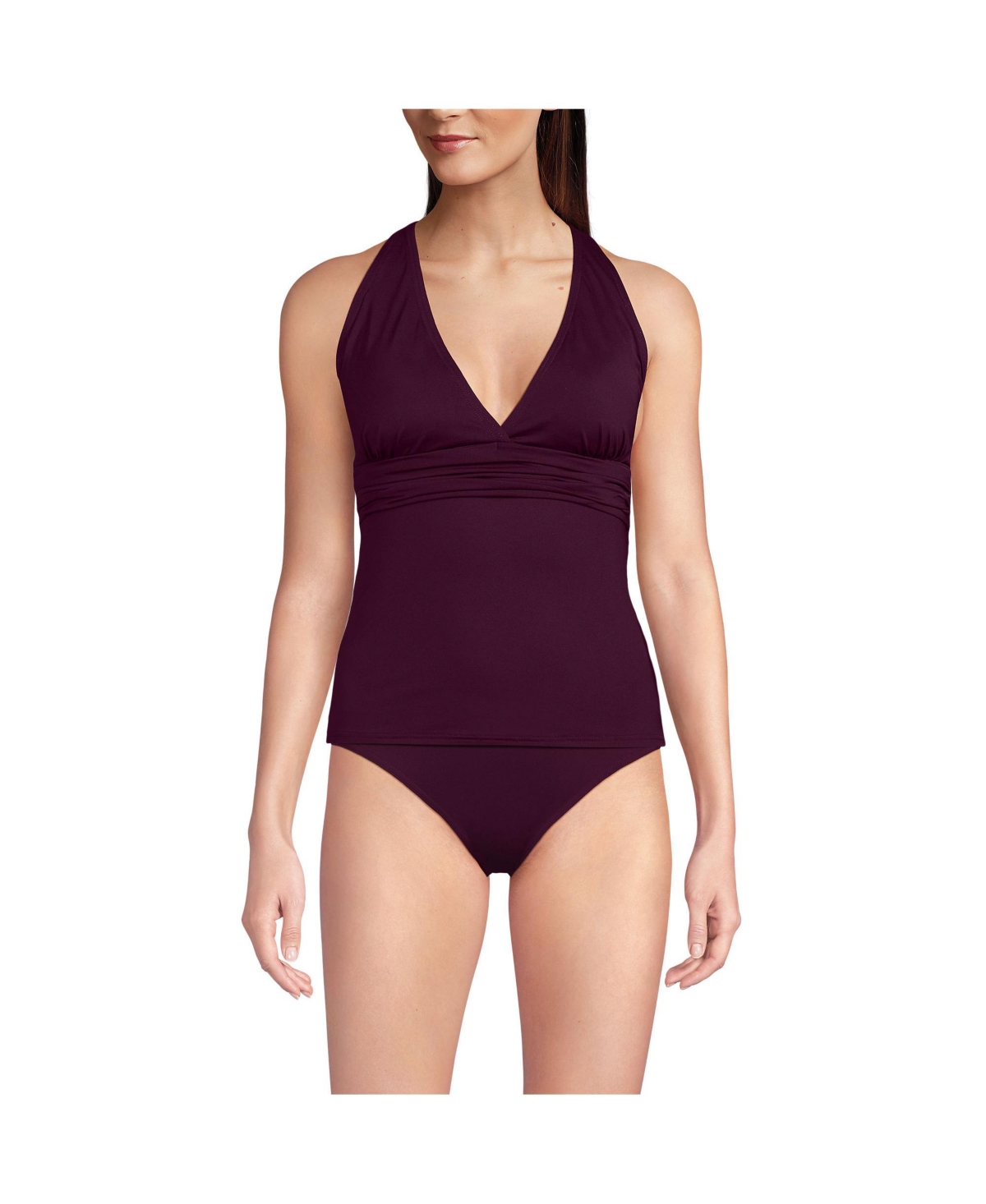 Click here for Lands End Womens V-Neck Plunge X Back Tankini Top... prices