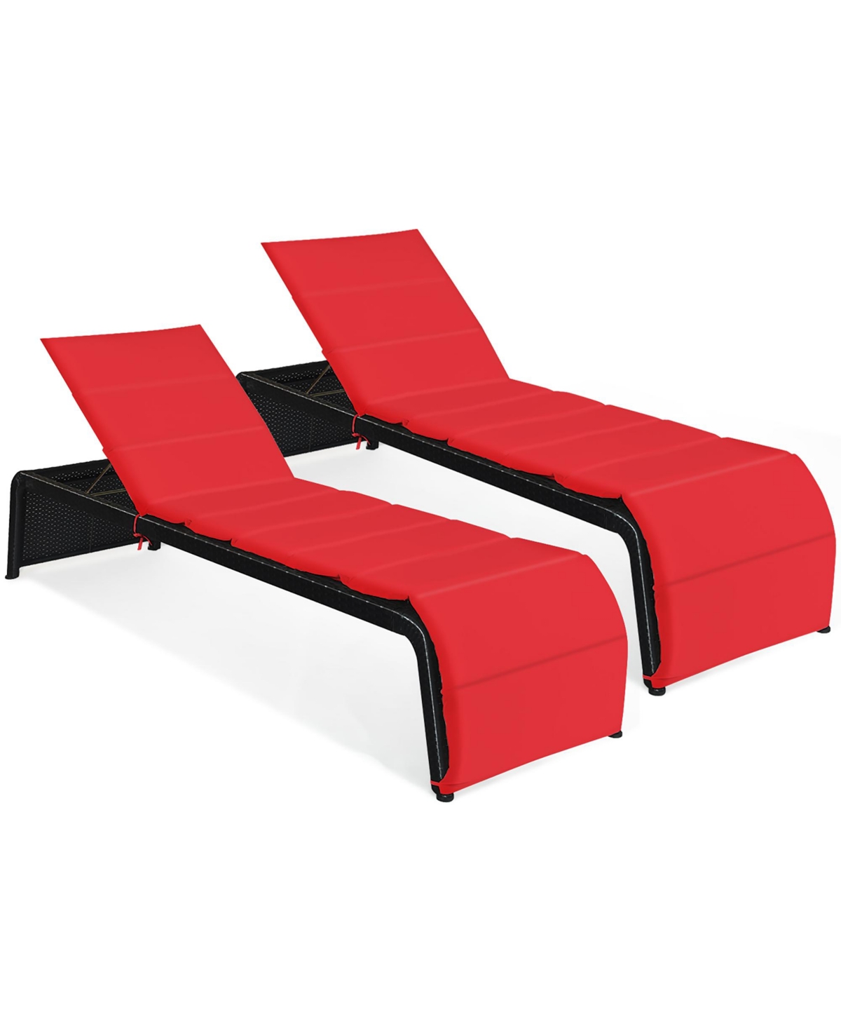 Click here for 2 Pcs Patio Rattan Lounge Chair Chaise Recliner Ba... prices