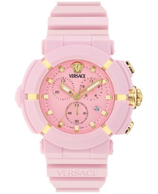 Versace Men's Swiss Chronograph Real Active Pink TPU Strap Watch 45mm ...