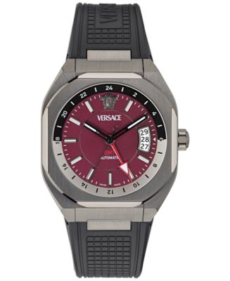 Versace Men's Swiss Automatic V-Contempo GMT Black TPU Strap Watch ...