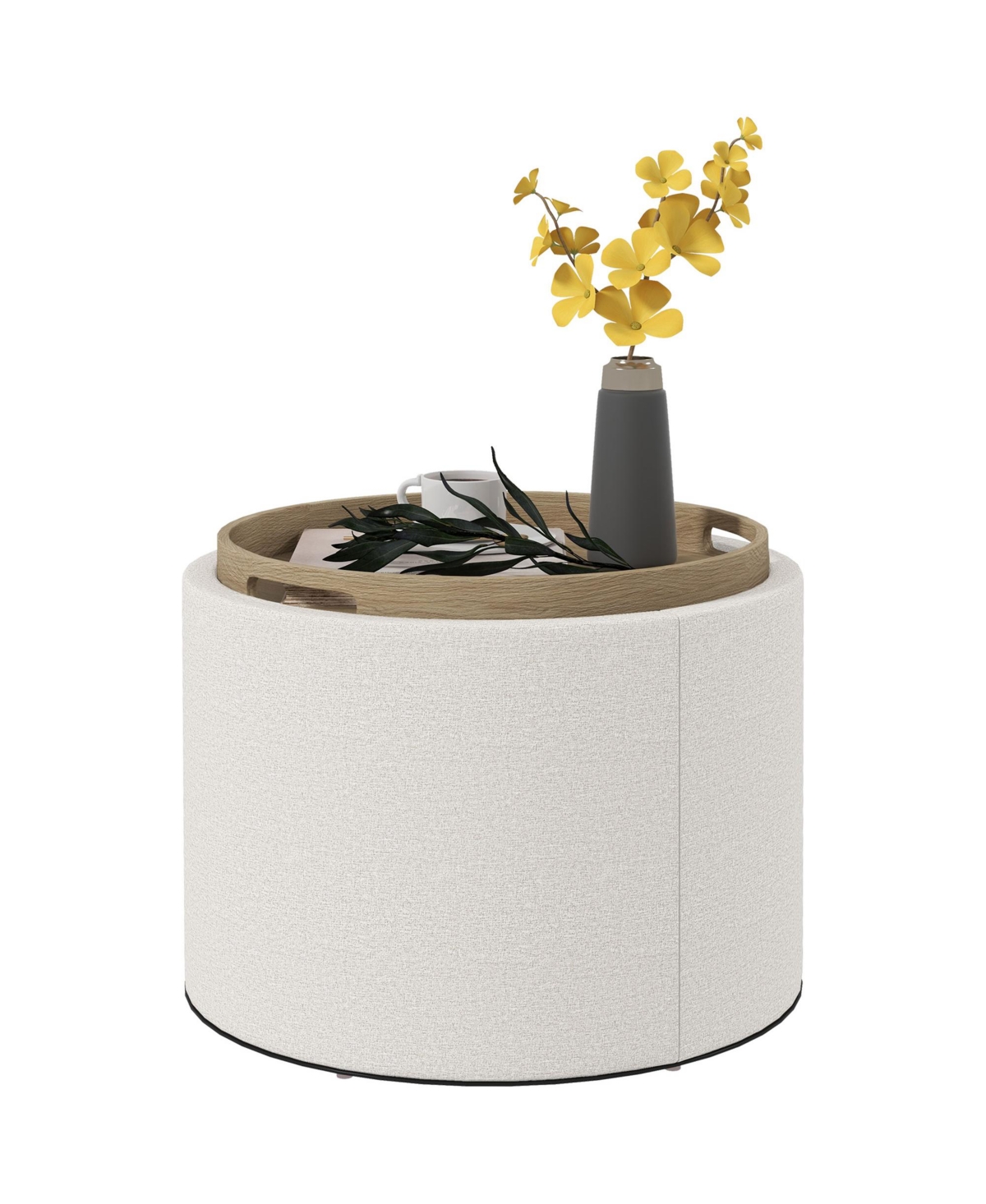 Click here for Homcom Round Storage Ottoman Table with Flip Top T... prices