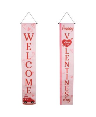 Northlight "Welcome" and "Happy Valentine's Day" Outdoor Door Banners ...