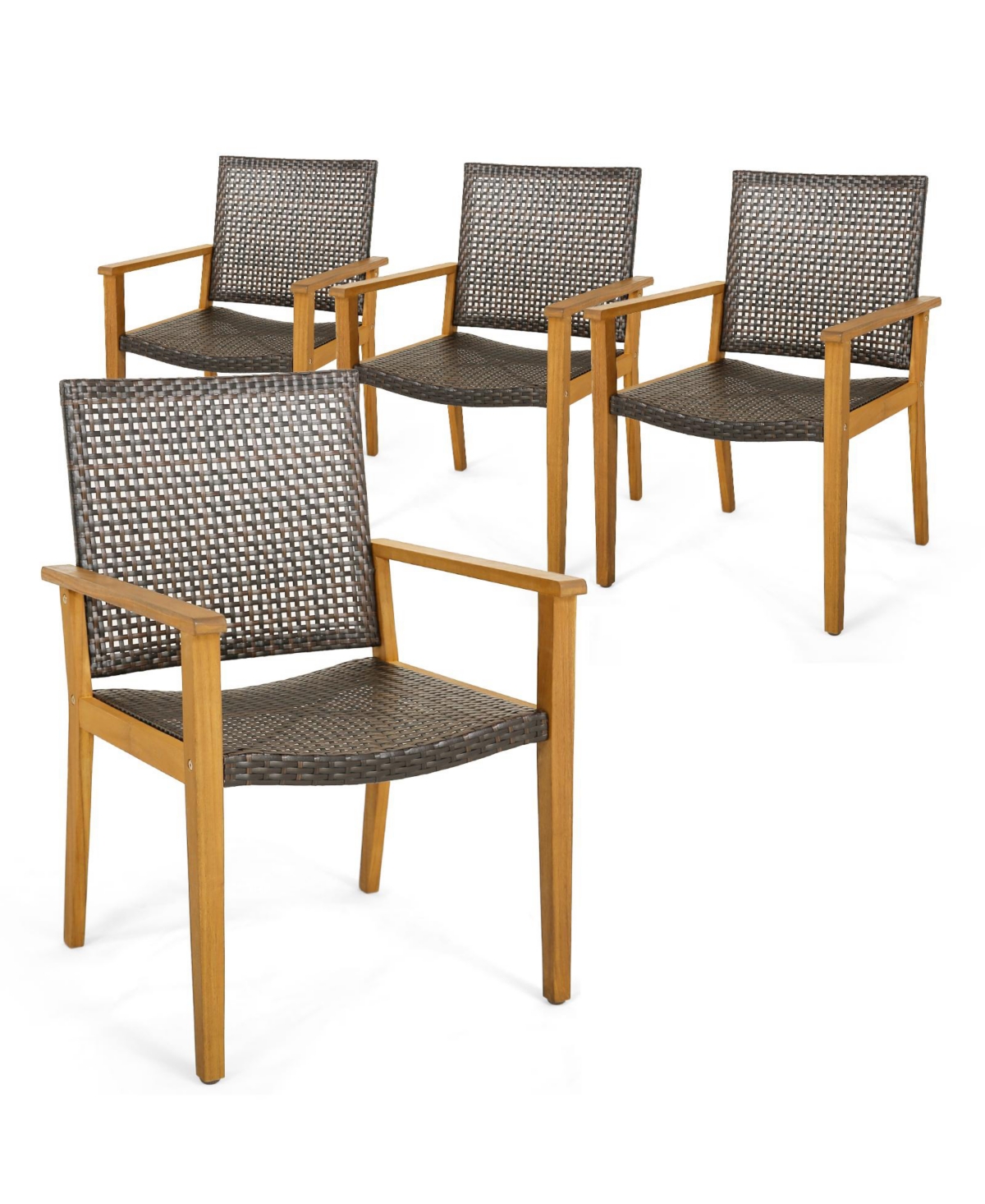 Click here for Set of 4 Outdoor Rattan Chairs with Sturdy Acacia... prices