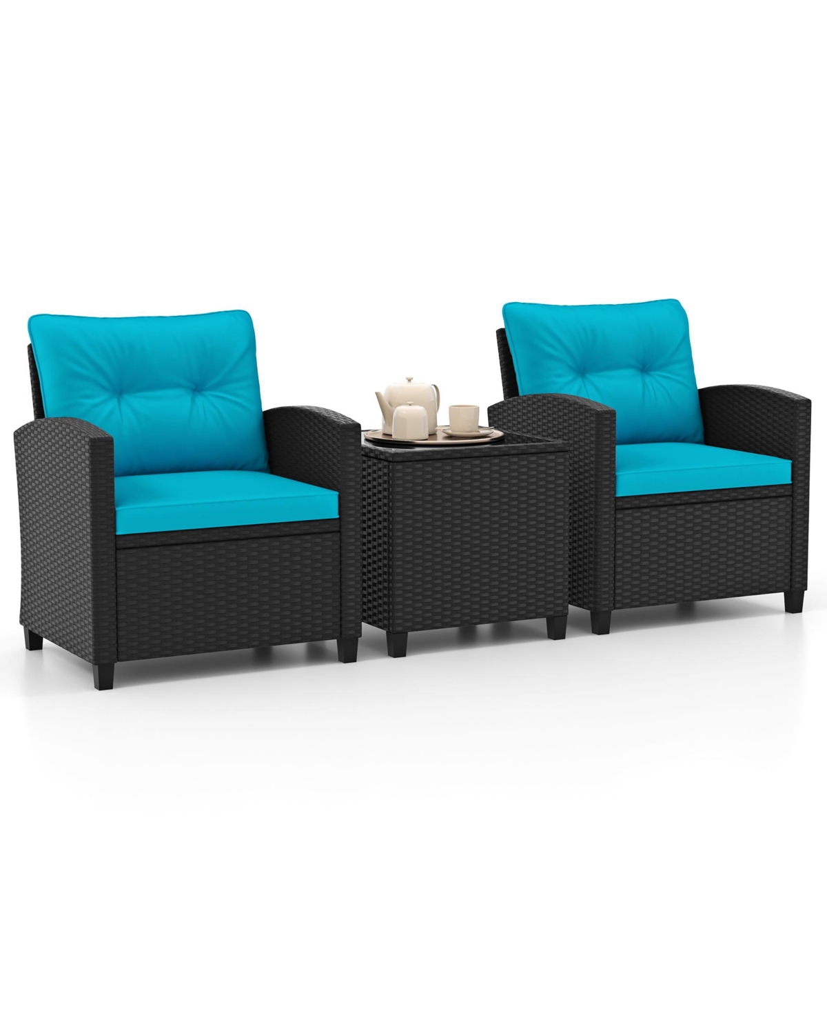 Click here for Gymax 3 Pcs Patio Furniture Set w/Tempered Glass C... prices