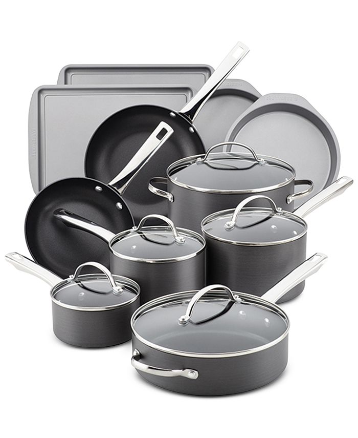 Farberware Hard Anodized Nonstick 20-Pc. Cookware Set - Macy's