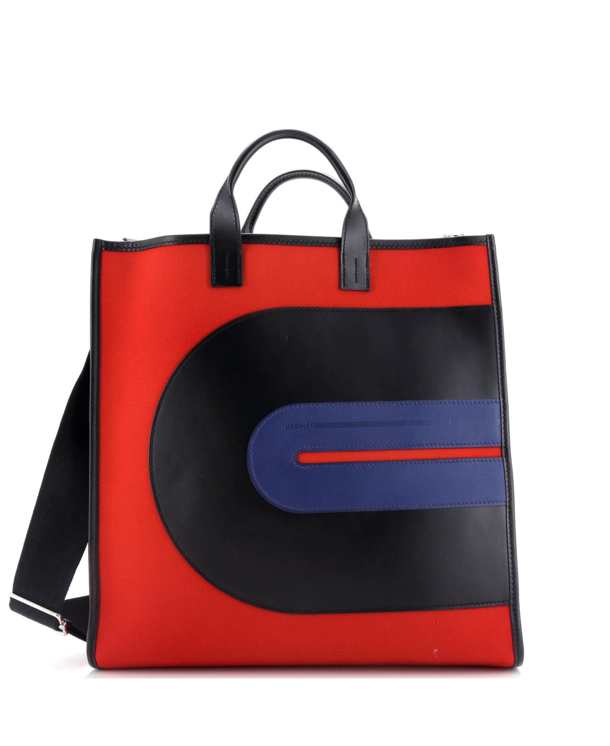 Click here for Pre-Owned Hermes Record Bag Toile and Swift - Red/... prices