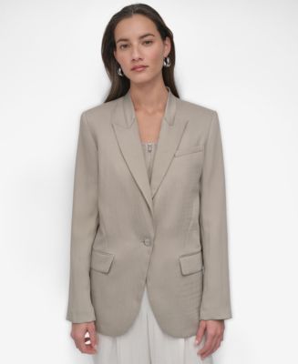 DKNY Women's Peak-Lapel Stand-Collar One-Button Jacket - Macy's