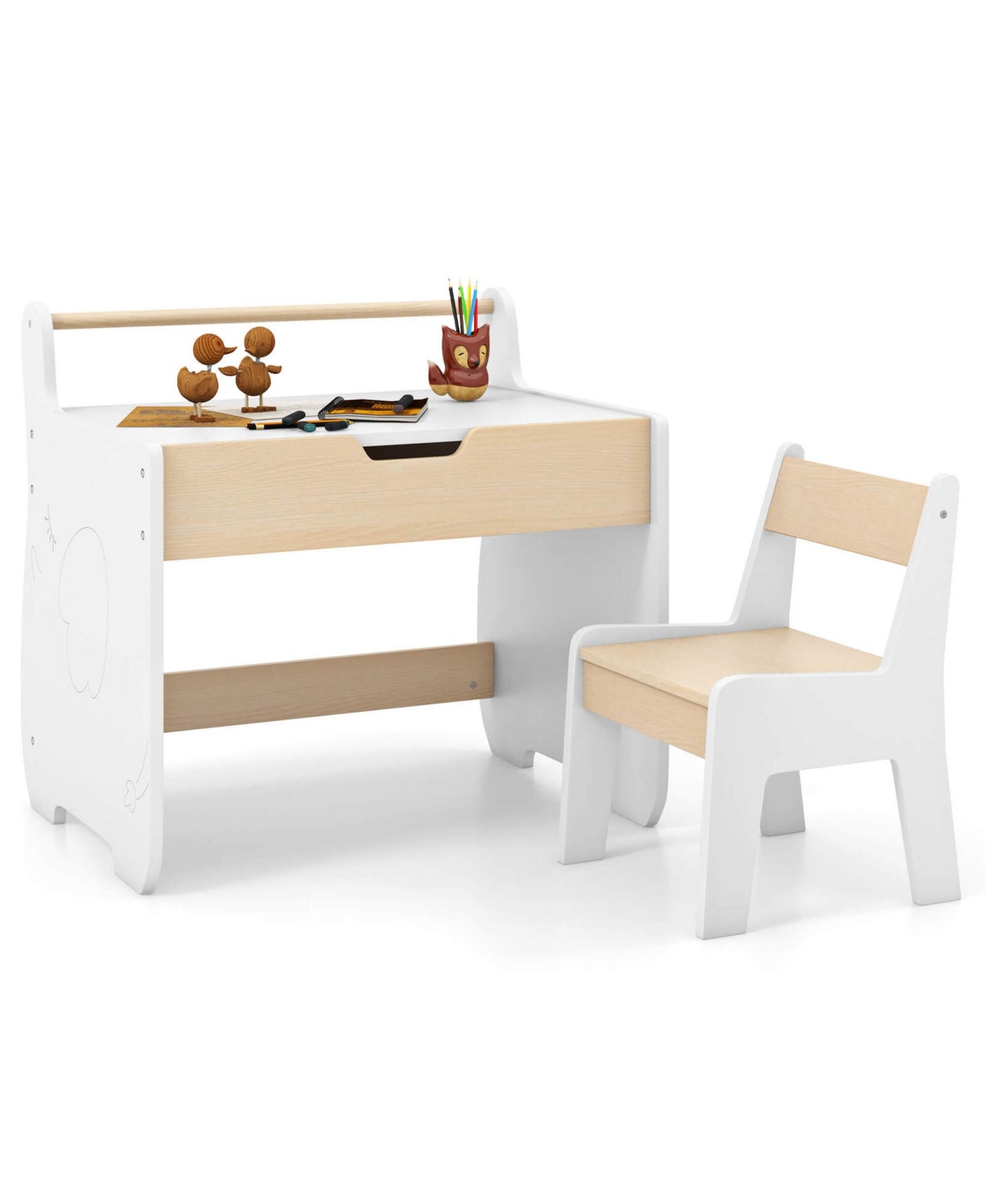 Click here for 3 In 1 Kids Wood Table and Chair Set with Detachab... prices