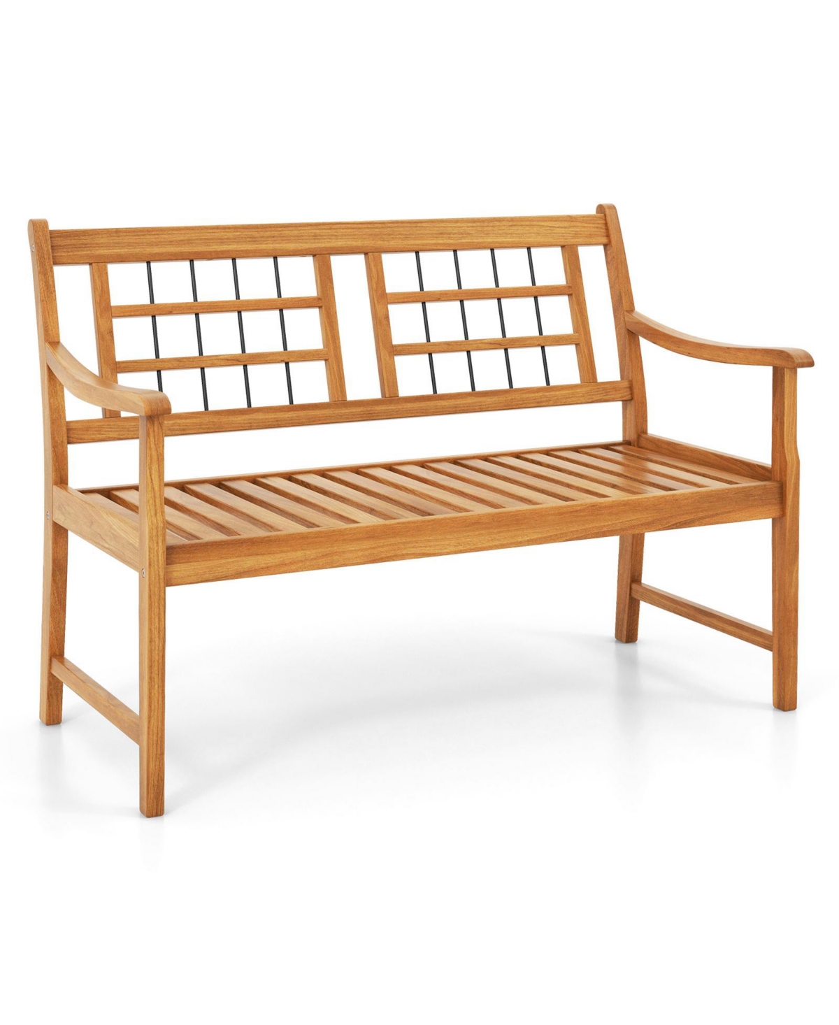 Click here for Patio Acacia Wood Bench with Curved Armrests Slatt... prices