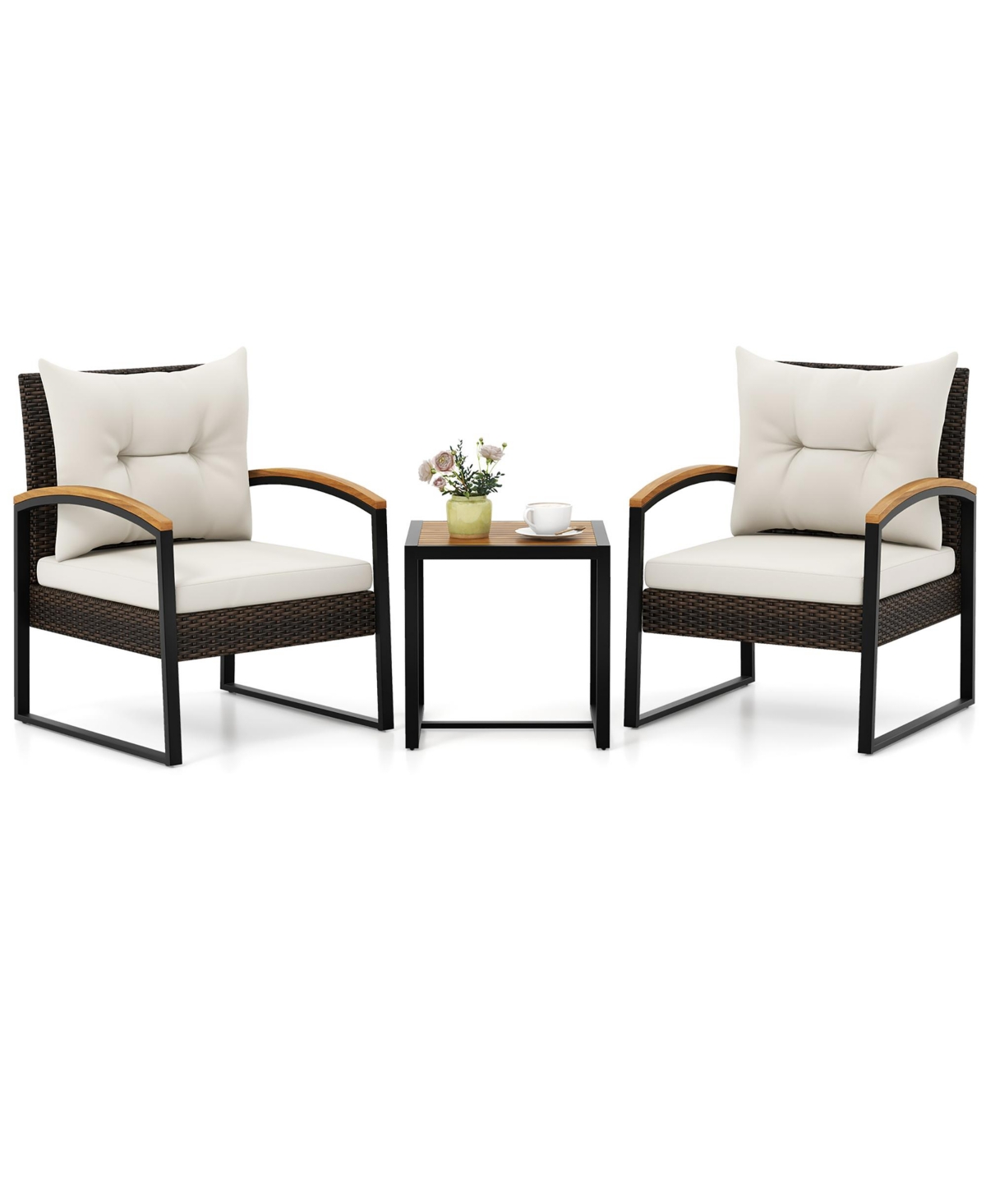 Click here for Gymax 3PCS Patio Wicker Furniture Set Pe Wicker Fu... prices