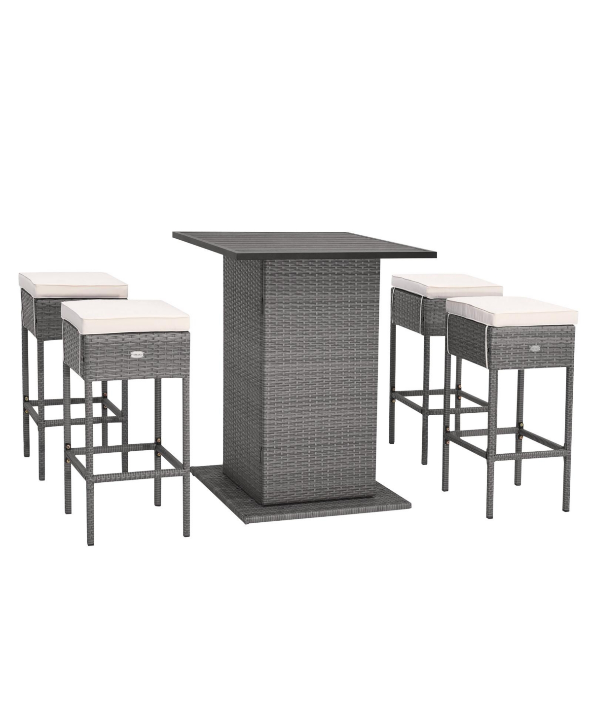 Click here for 5 Pieces Outdoor Wicker Bar Table Set with Hidden... prices