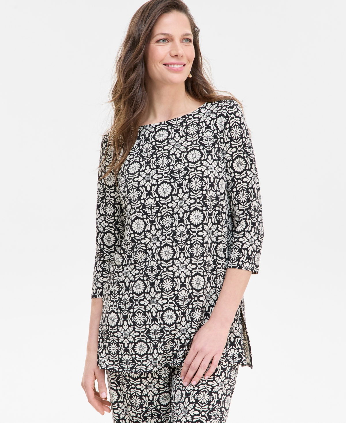 Click here for Jm Collection Womens Boat-Neck 3/4-Sleeve Top  Cre... prices